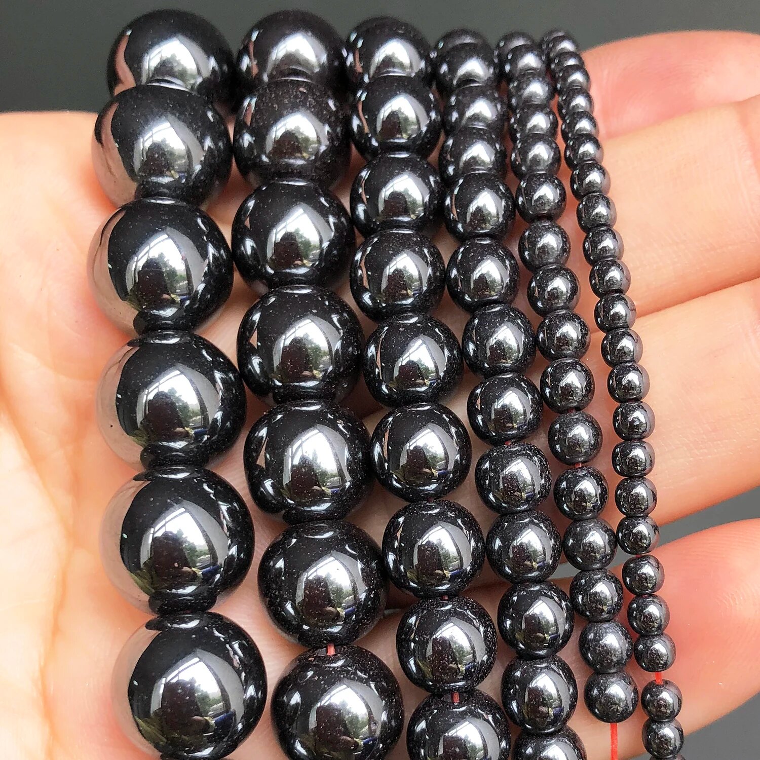 Каменные бусины Xilitata тигровый глаз, чароит, бирюза, Черный, 6mm (approx 61pcs), Black Hematite