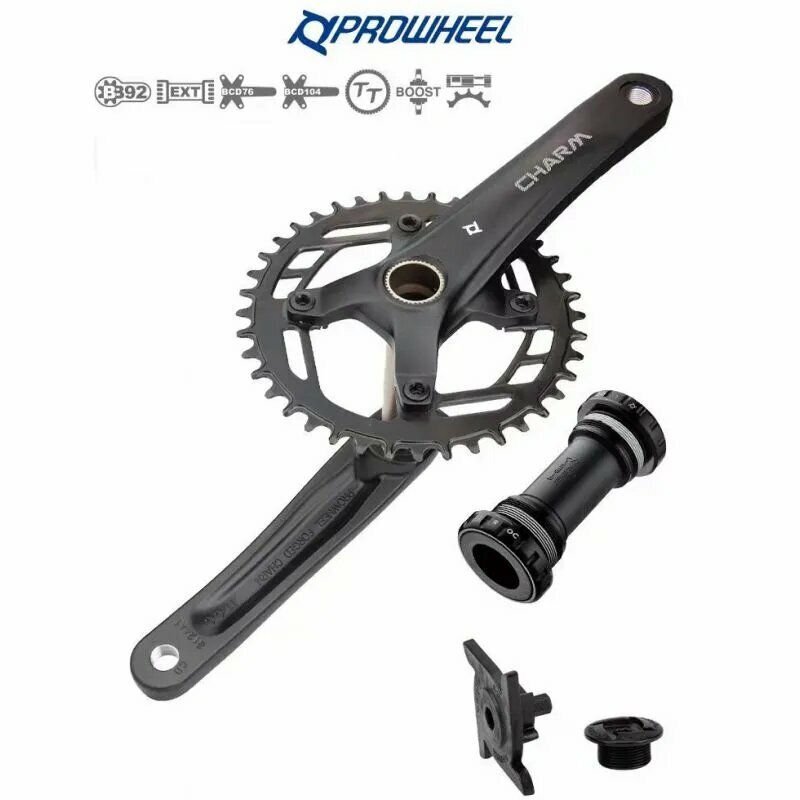 Система Prowheel Charm FD04S-TT-C, сталь NW 36T (FD04-36T), 104 BCD, Hollowtech II, 170 мм, включая кронштейн Prowheel BB68/73+