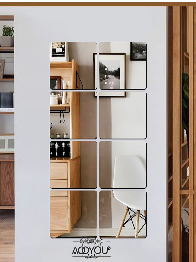 3D Наклейки Сканди шестигранные зеркальные Лофт: +30% пространства! Для хрущевки, Прихожая/Ванная/Спальня (серебро）