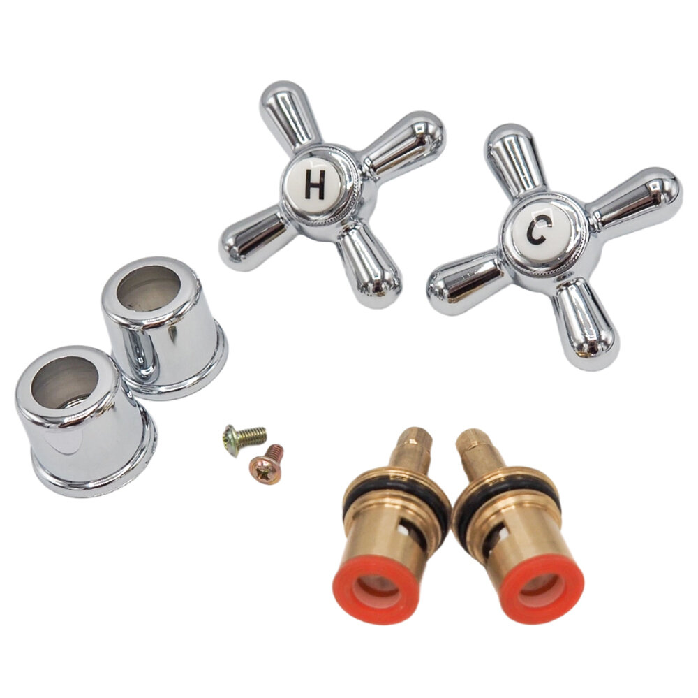 Комплект маховик (ручка) крест с кран-буксой под квадрат под импортный смеситель (комплект 2шт)