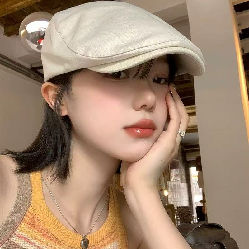 Женский берет, новинка 2025 года, черный шерстяной берет в стиле ретро, маленький весенне-летний берет, открывающий лицо, в литературном британском стиле