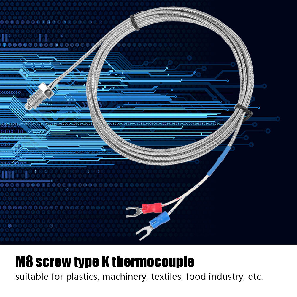 Термопара с резьбой M8, тип K, провод для датчика температуры 0-400℃ (2 м)