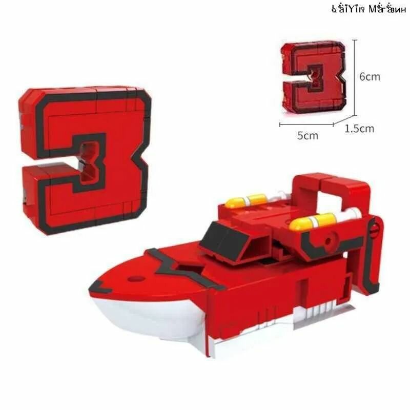 Игровой набор для мальчиков Конструктор Цифры Трансформеры Роботы "три", Может быть превращен в боевой корабль-