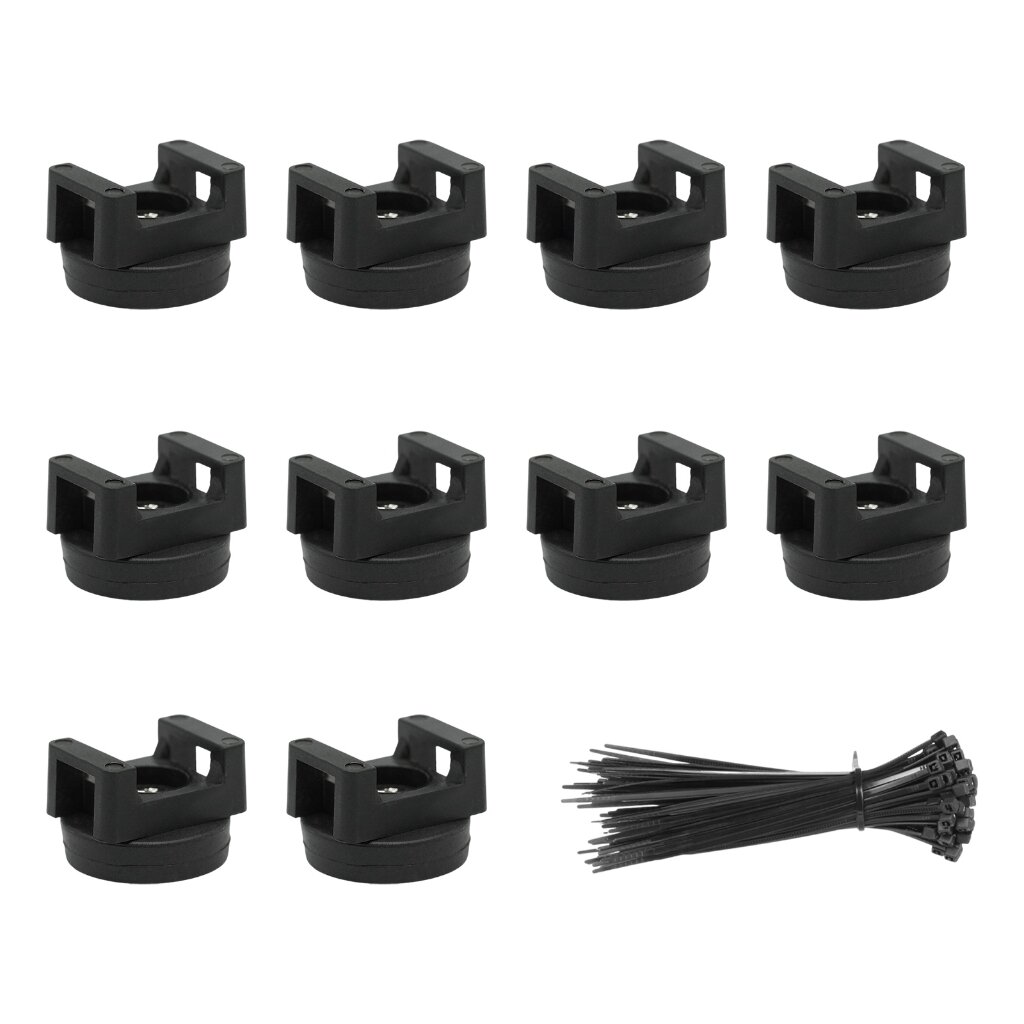 Комплект черных магнитных зажимов и стяжек для крепления кабеля В комплекте С системой управления кабелем, которая уменьшает беспорядок При организации пучка из 30 проводов