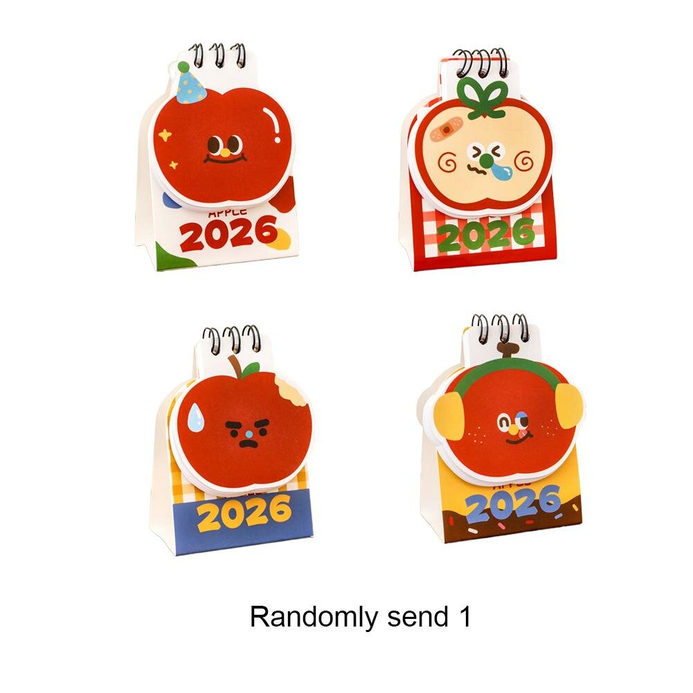 Случайная 1 штука Настольный календарь 2026 в виде яблока, стильный аксессуар для планирования и учебы, милый подарок студенту