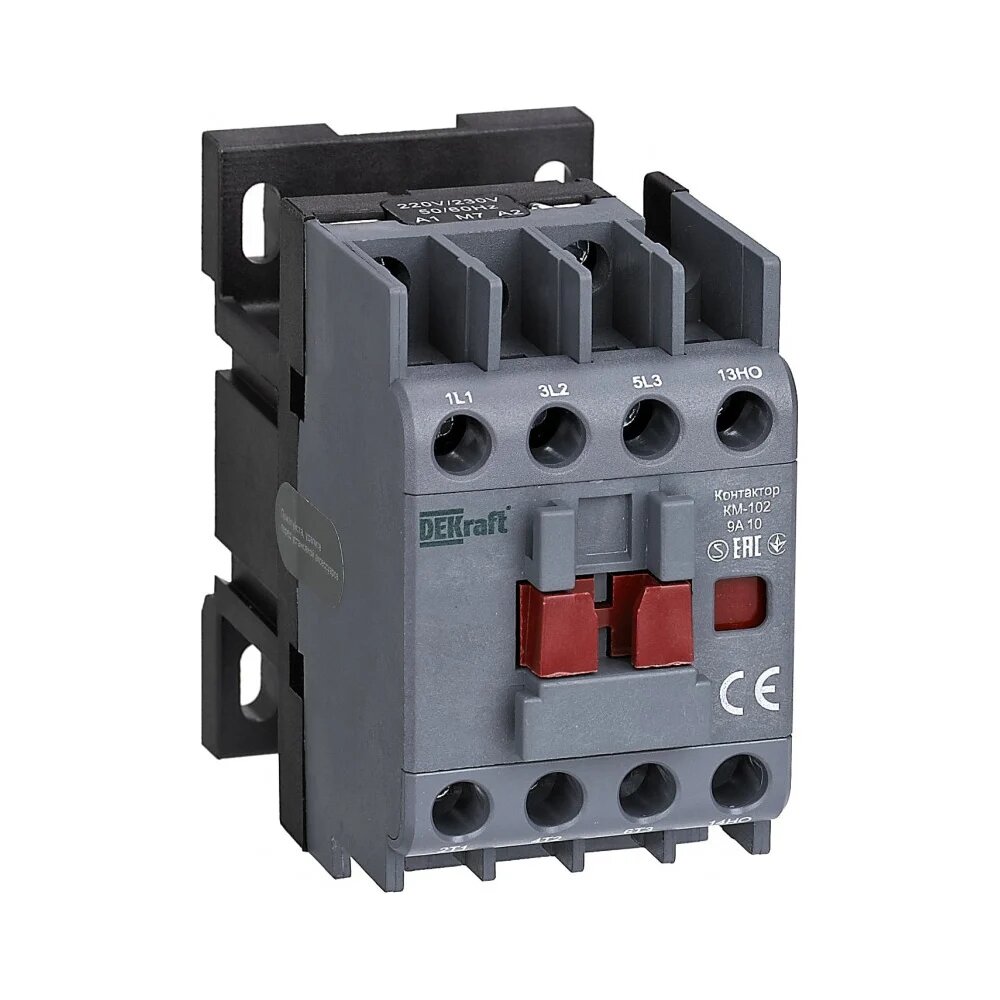 Автоматический выключатель дифференциального тока Dekraft Контактор 9А 110В_АС АС3_ АС4 1НО+1НЗ КМ-102 21903DEK
