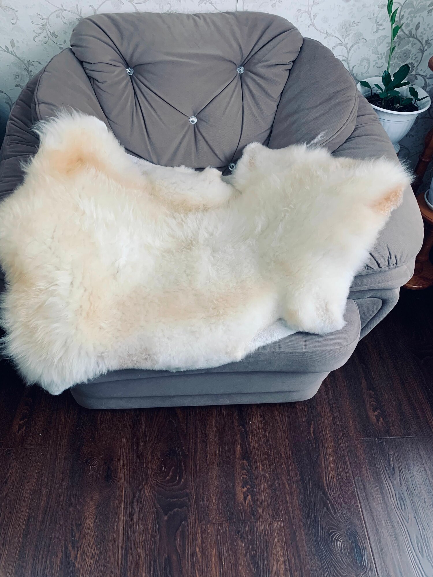 Ковер-накидка из натуральной овечьей шкуры (мех, овчина) для дома и авто