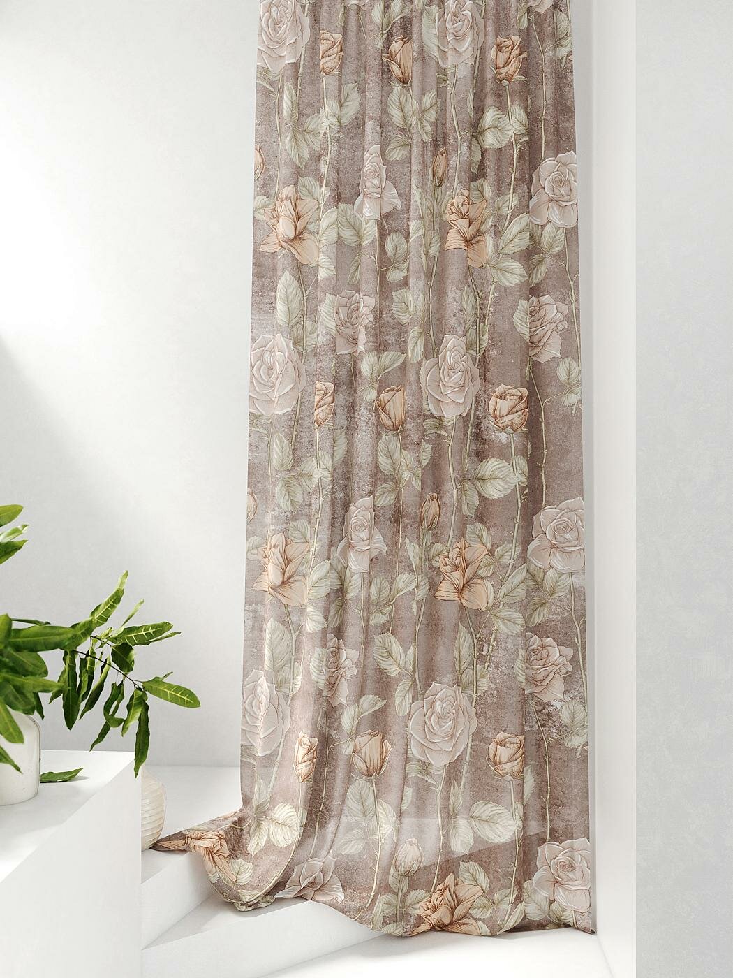 Штора для спальни и гостиной готовая 150x260 см с рисунком (589005-260)