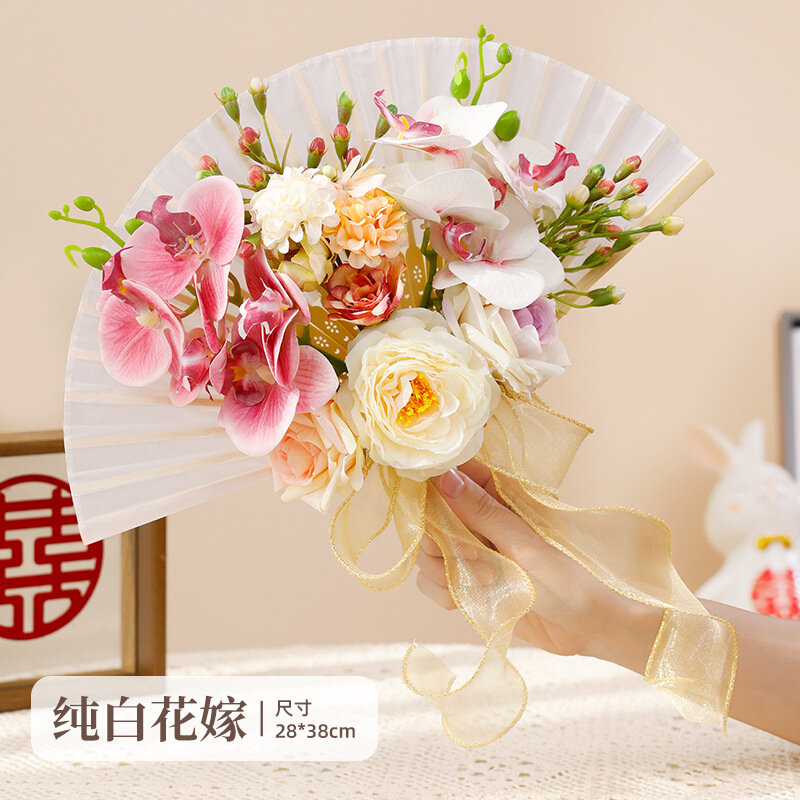 Веер для свадьбы Xiuhe в китайском стиле, круглый веер, реквизит для фото невесты в утреннем платье, готовый веер в китайском стиле, коллекция свадебных принадлежностей