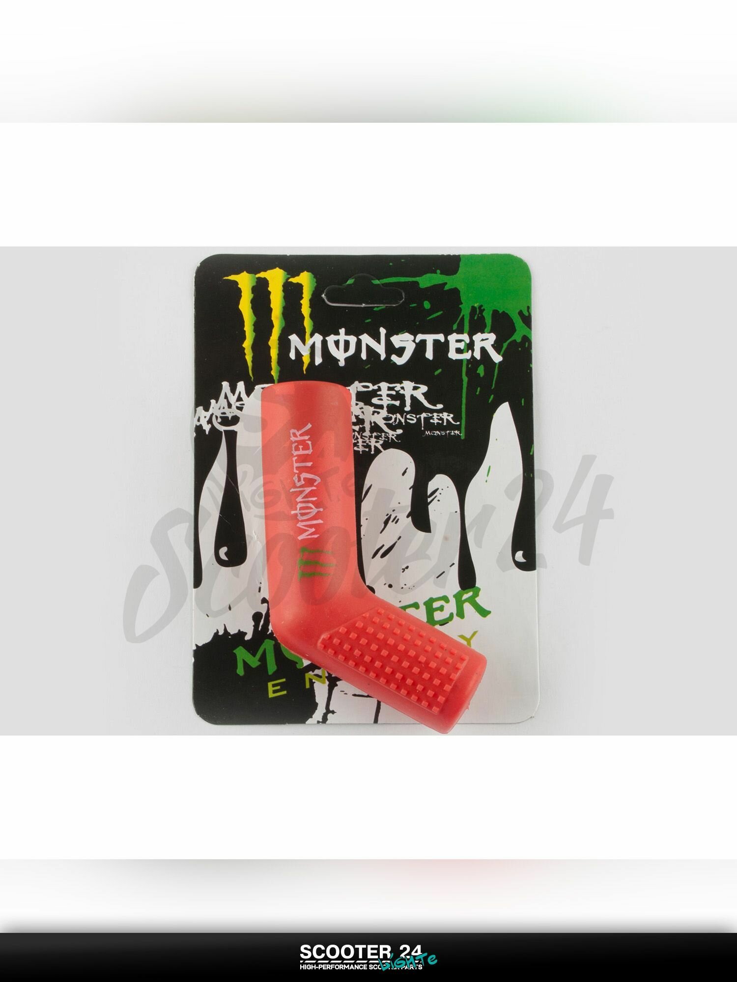 Защитная накладка "MONSTER ENERGY" на лапку КПП мотоцикла, мопеда, квадроцикла, питбайка (универсальная, красная) "XJB"