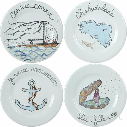 Тарелка десертная Gien La Prestic Ouiston 22 см, Разноцветный, Набор 4 шт.