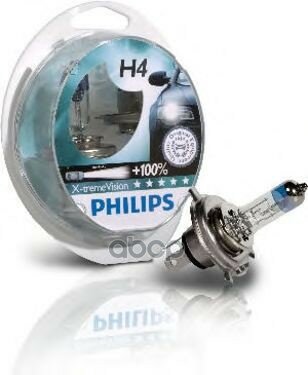 Лампа PHILIPS H4-12-60/55 +100% X-TREME VISION 3700К набор 2шт Philips арт. 12342XVS2