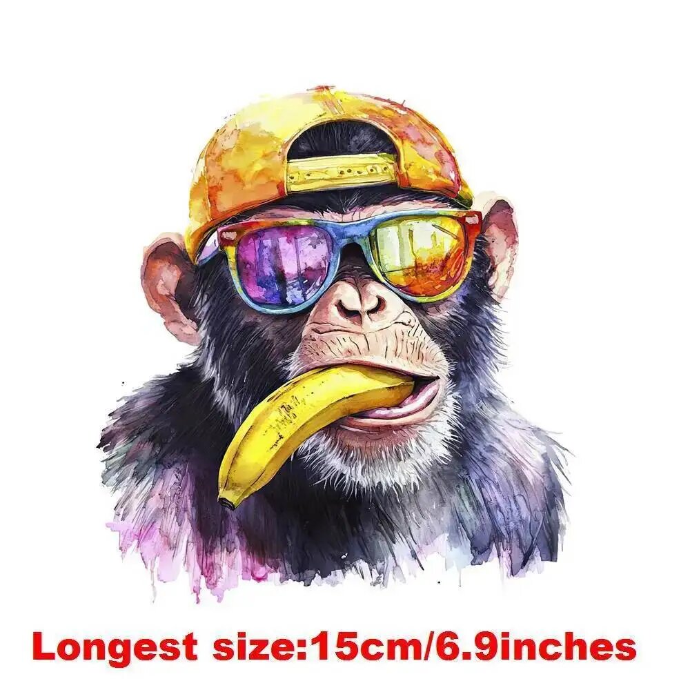 Детская красочная банановая обезьяна DTF наклейка для футболки YTH0429-1