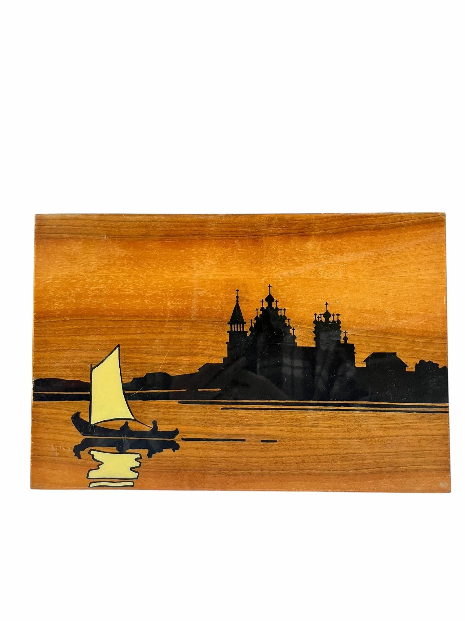 Советская картина, настенная, Храм Кижи ночью. Сделано в СССР