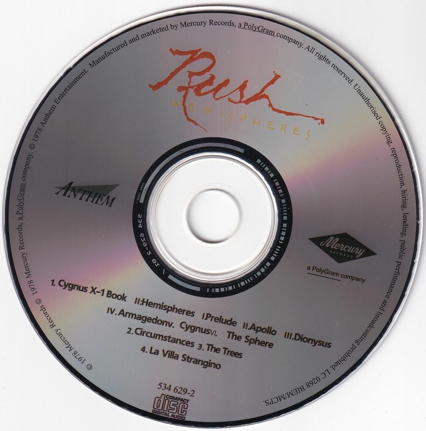Rush - Hemispheres, 1978, 6-page, CD-Аудио — фото 1