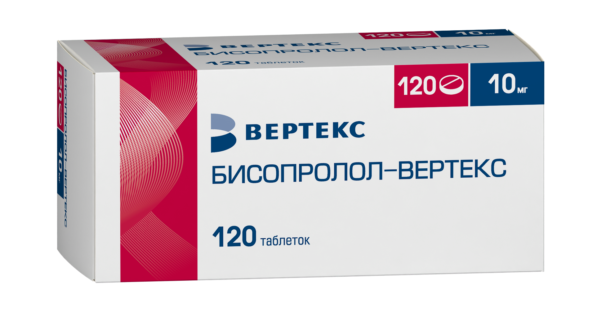 Таблетки бисопролол-вертекс, 10 мг,120 шт, для сердца, кровеносных сосудов