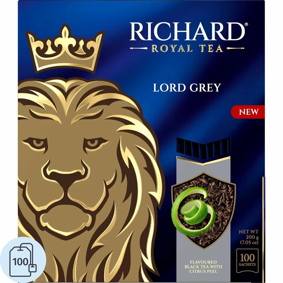 Чай Richard Lord Grey, черный, аромат, 100сашетx2г, 2518626