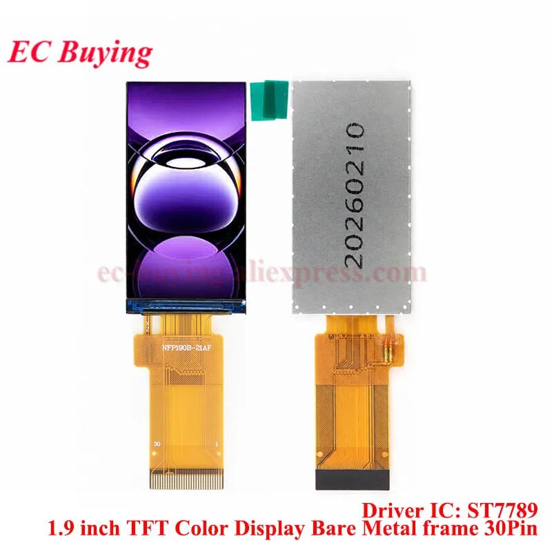 1,9-дюймовый цветной ЖК-дисплей TFT IPS EC Buying 170x320 Bare Metal Frame