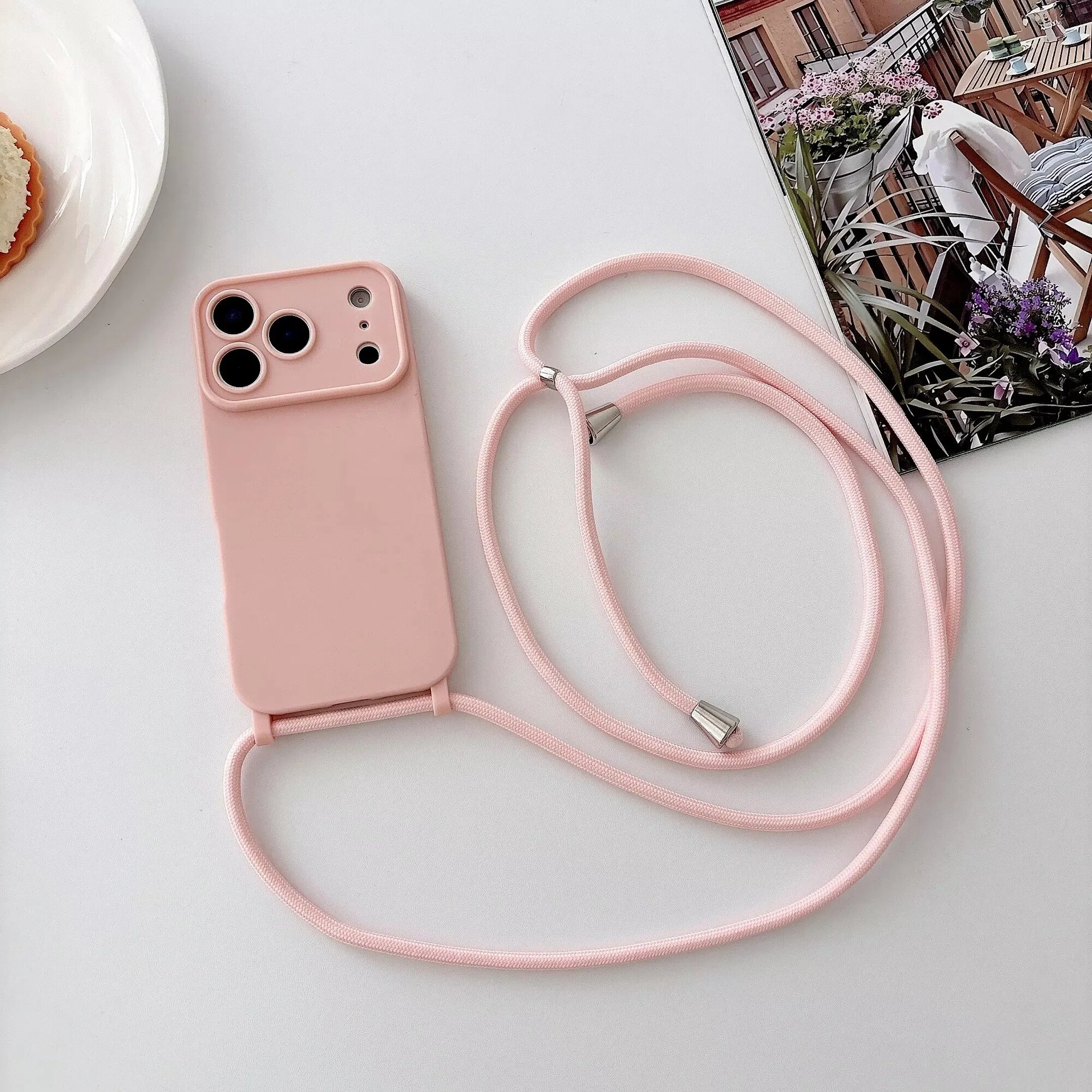 Силиконовый Чехол Для Телефона Candy Color С Регулируемым iPhone 15 Pro, Розовый, Pink