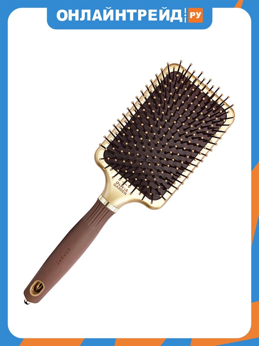 Щетка Olivia Garden EXPERT CARE RECTANGULAR Nylon Bristle Gold&Brown L