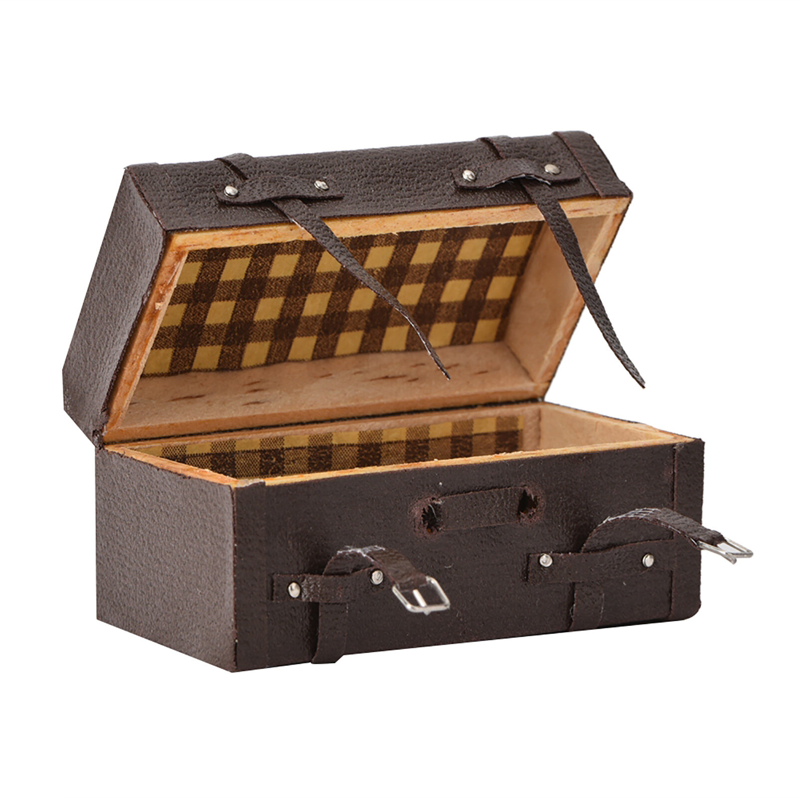 Аксессуары для кукольного дома, винтажный чемодан из искусственной кожи, имитация орнамента 1:12