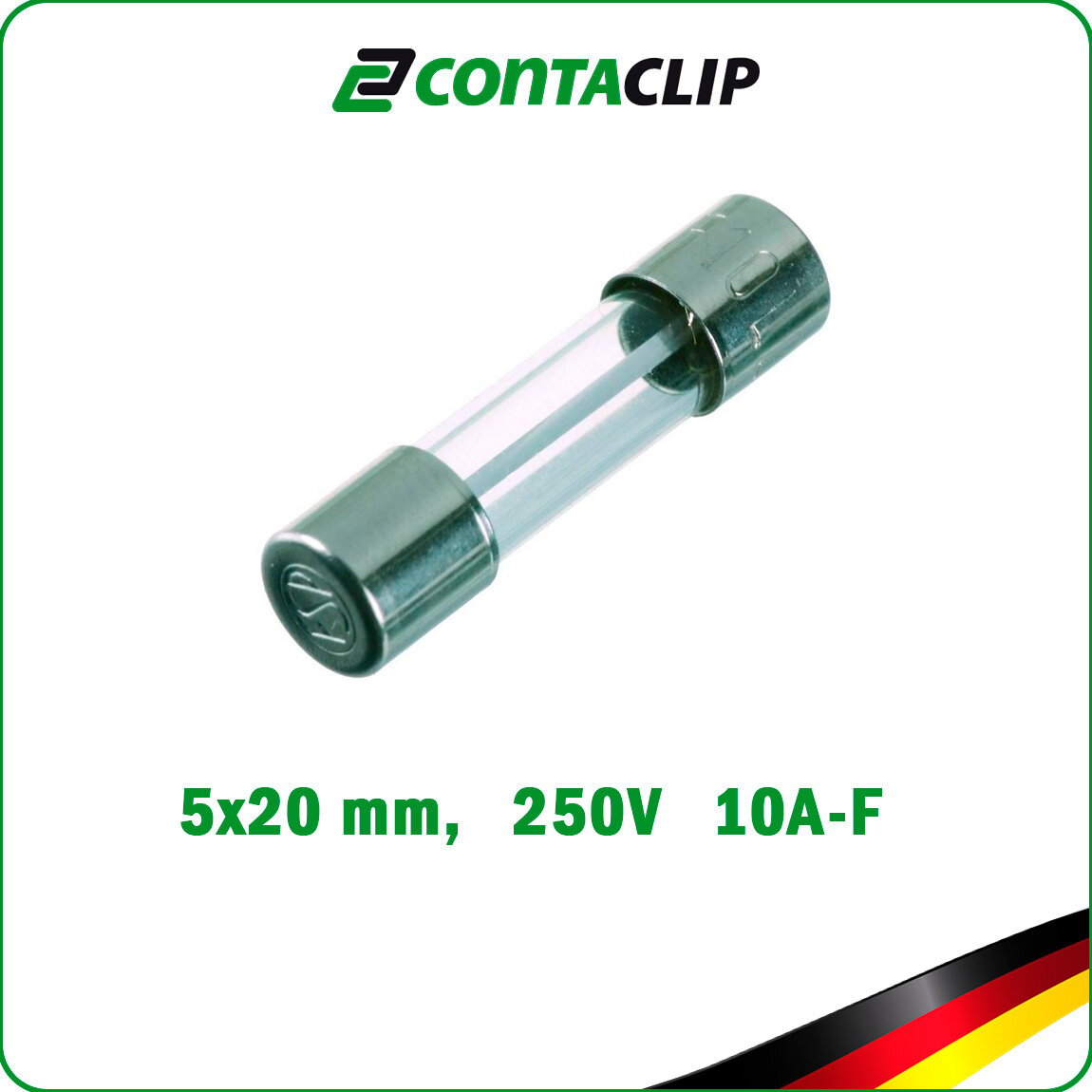 Предохранитель 5x20 мм, характеристика срабатывания F-быстрый, 250 В, 10 А, Conta-Clip, 2911.0, 10 шт./упак.