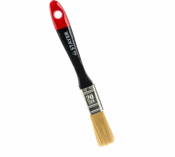 STAYER Кисть плоская "UNIVERSAL-PROFI", светлая натуральная щетина, деревянная ручка, 20мм 0104-020