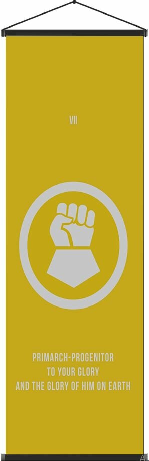 Двухсторонний вертикальный штандарт флаг легиона Имперские кулаки Космодесант Астартес Warhammer 40000, блэкаут, 50х150 см