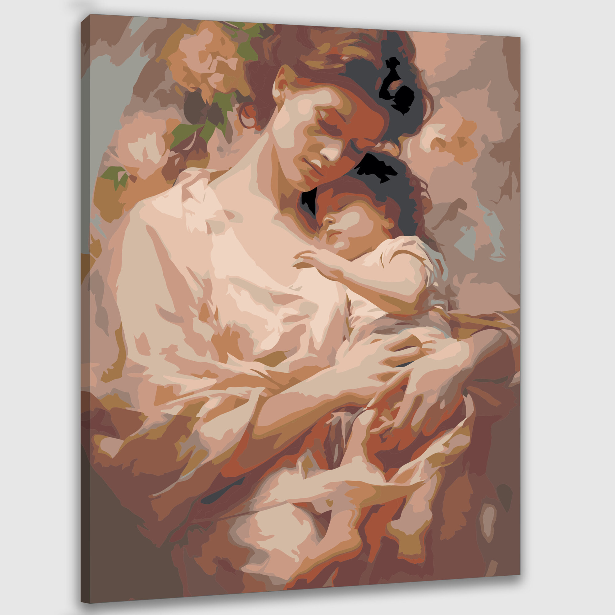 Картина по номерам 40x50 см, картина маслом, материнство, радость, мать, новорожденный ребенок, любовь, довольство