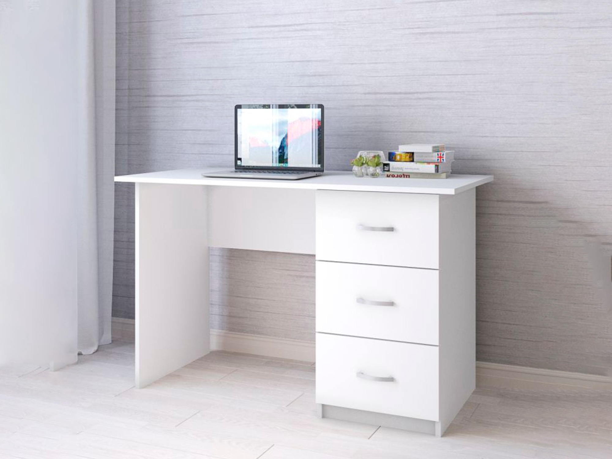 Стол письменный Сити-1 (1200*750*600 мм) ЛДСП, тэкс, белый с тиснением