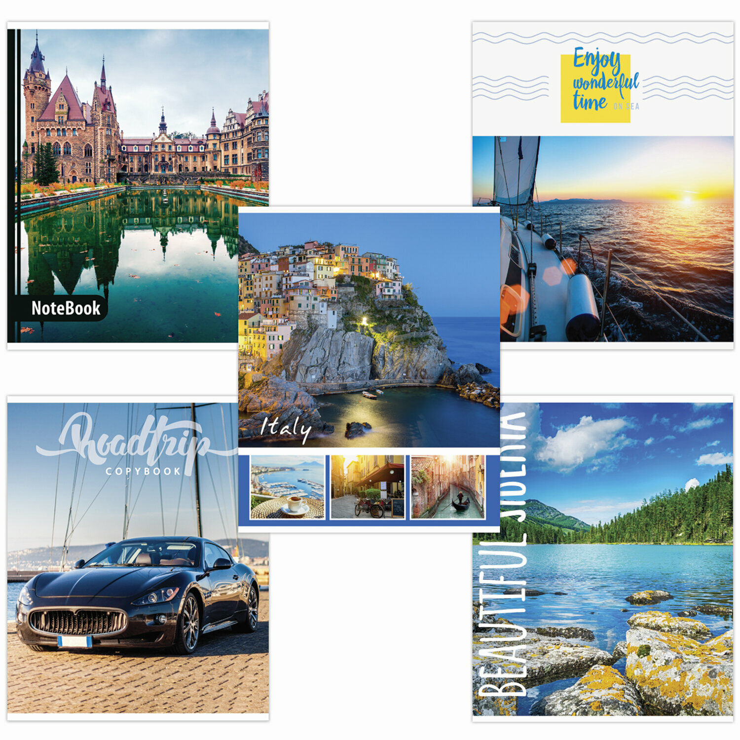 Тетрадь А5, 48 л, BRAUBERG, линия, обложка картон, микс, 403040, 5шт