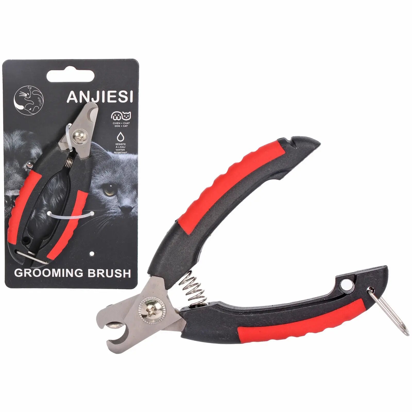 Когтерез для животных с ограничителем «лапусики», черный/красный, 4.5*12.5см