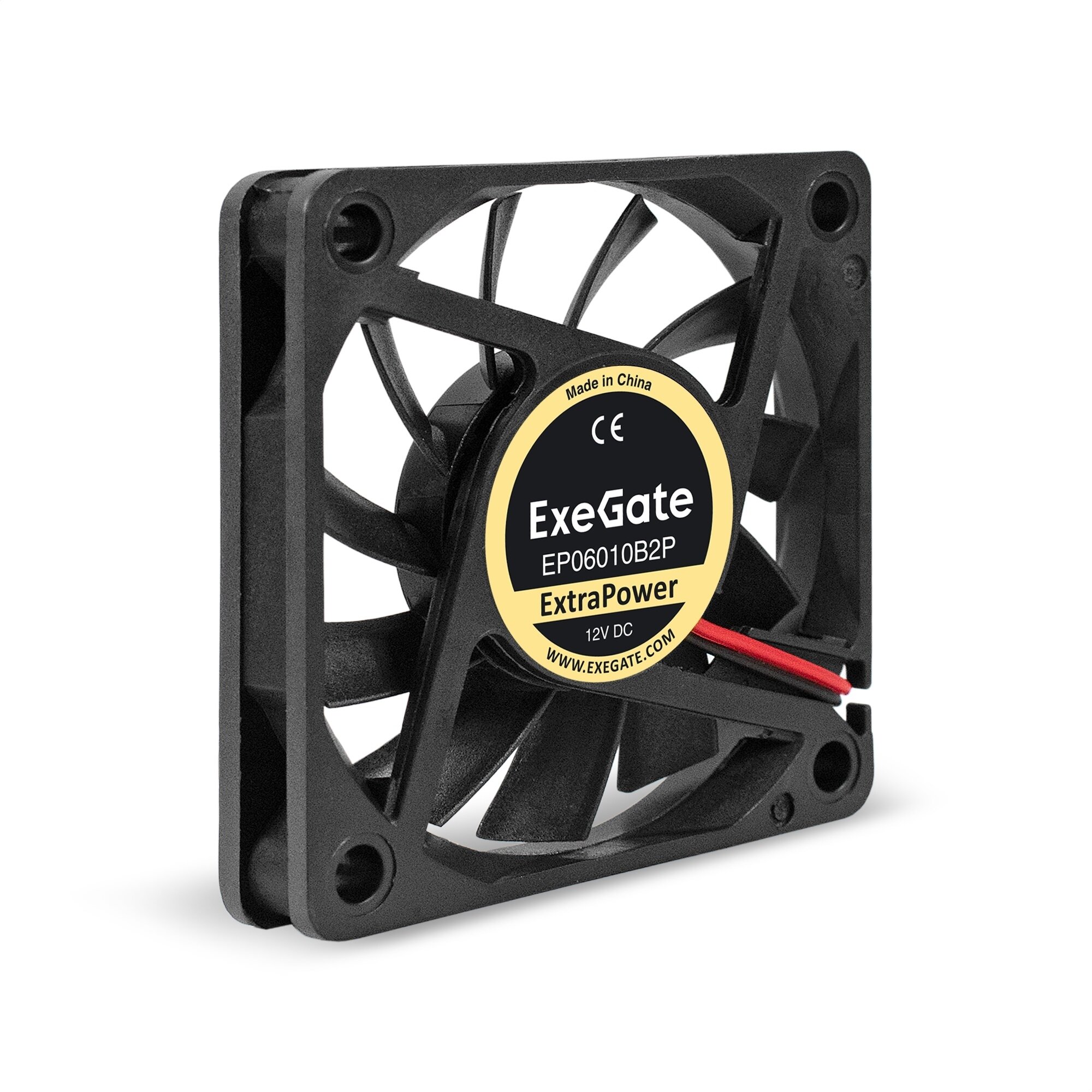 Вентилятор 12В DC ExeGate ExtraPower EP06010B2P (60x60x10 мм, 2-Ball (двойной шарикоподшипник), 2pin, 3200RPM, 26dBA)