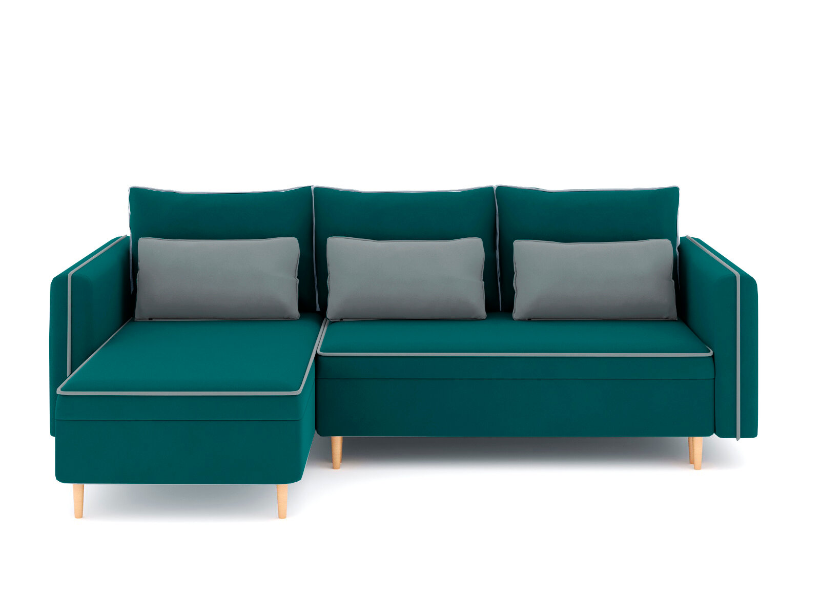 Диван угловой Рон, Изумруд/Лайт Грей