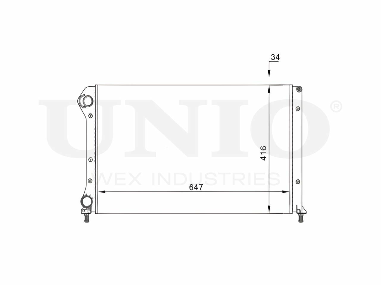 Радиатор охлаждения двигателя, для Фиат Добло (119) 01-, Cargo (223) Fiat Doblo 01-, артикул RAD-10117, производителя UNIO