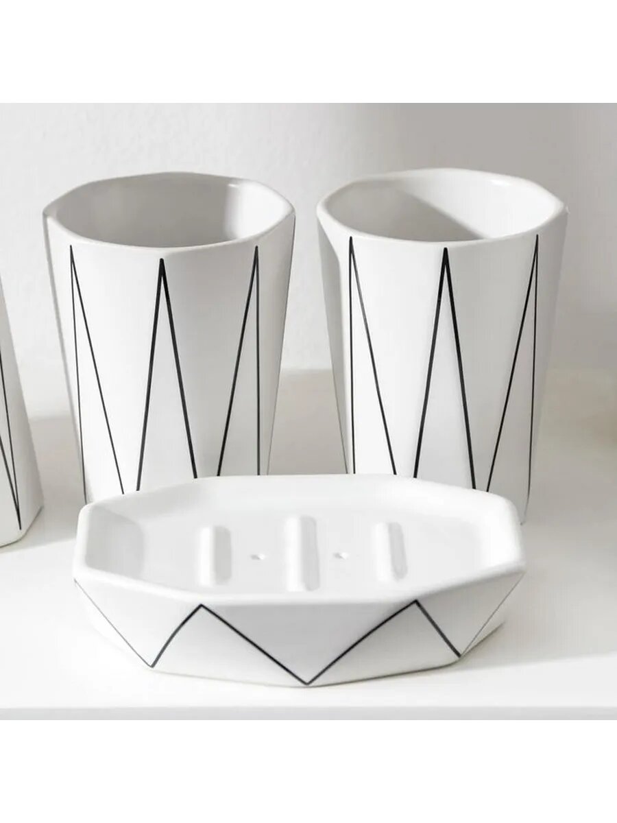 Набор для ванной "Элегантность", керамика, 4 предмета, белый