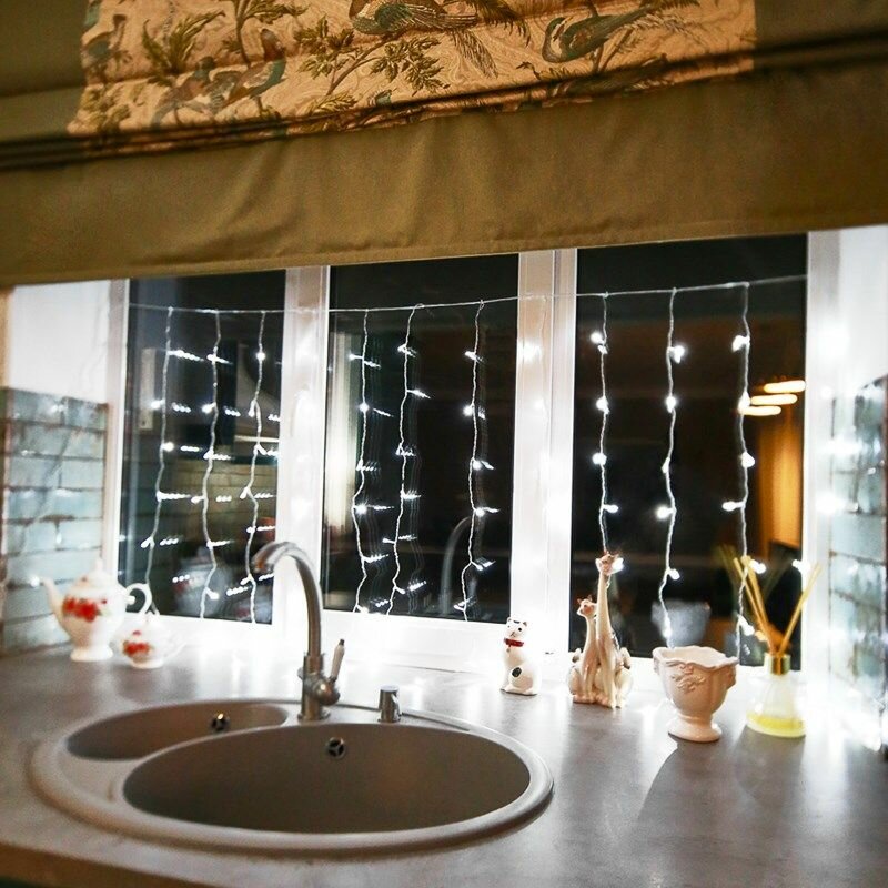 Гирлянда Светодиодный Дождь 1,5х1м, свечение с динамикой, прозрачный провод, 230 В, диоды белые