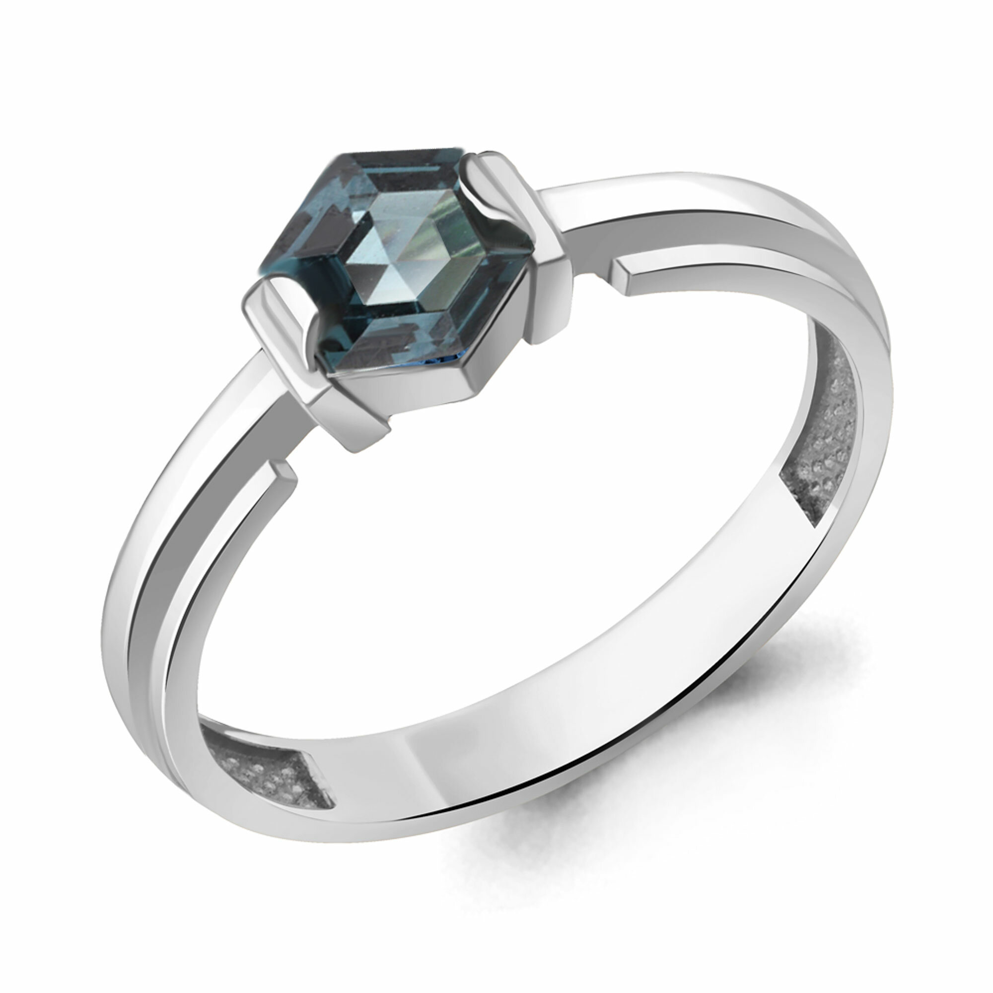 Кольцо, серебро, 925 проба, родирование, Лондон топаз
