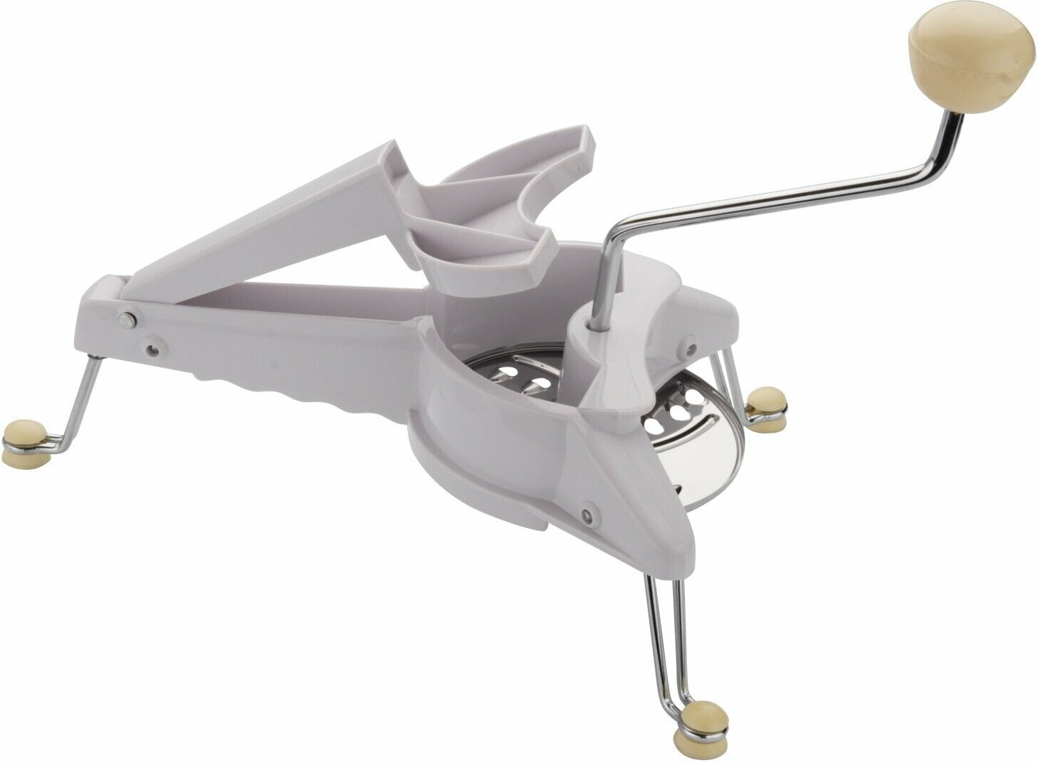 Ручной измельчитель с 3 насадками из нержавеющей стали для овощей и фруктов - роторная терка 3 в 1 для нарезки, шинковки и пюре