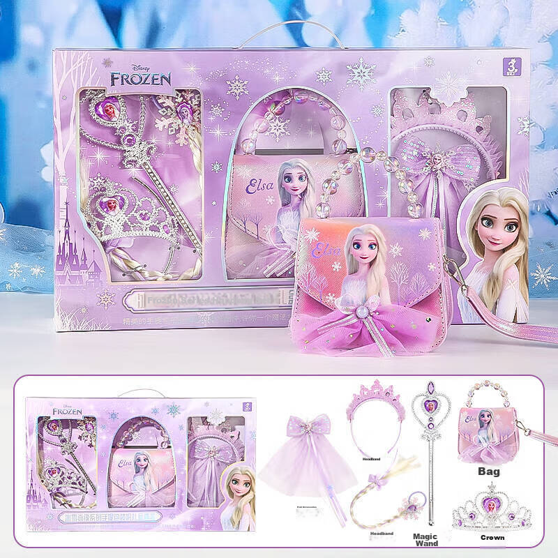 Disney Elsa Princess Handbag, Children's Toy, Girls' Birthday Gift, for Ages 3-6 Little Girls, Elsa Hair Accessories, 10