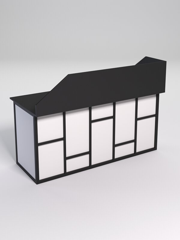 Стол рабочий офисный С-05А с экраном "стронг" в стиле лофт декор №3, Черный и Белый