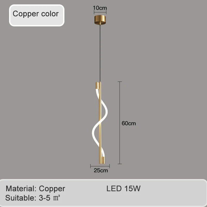 Подвесные лампы XIUAN, медные, спиральные, Copper color, Dimming RC