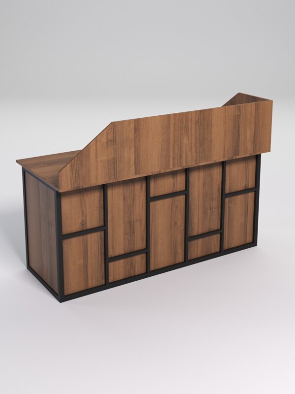 Стол рабочий офисный С-05А с экраном "стронг" в стиле лофт декор №3, Орех