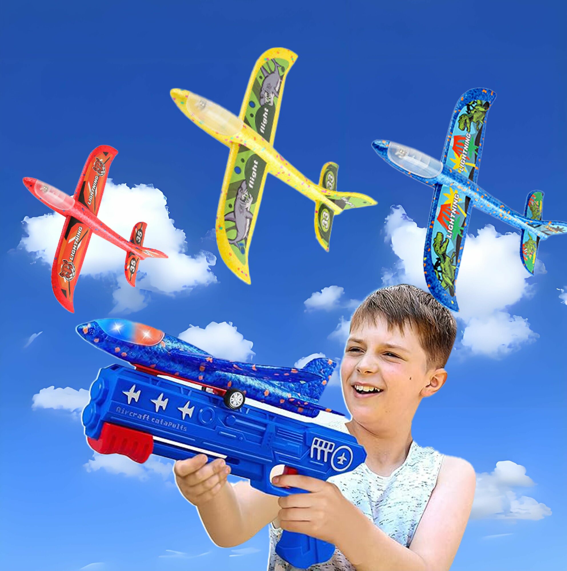 Светодиодный пенопластовый планер-катапульта-самолет