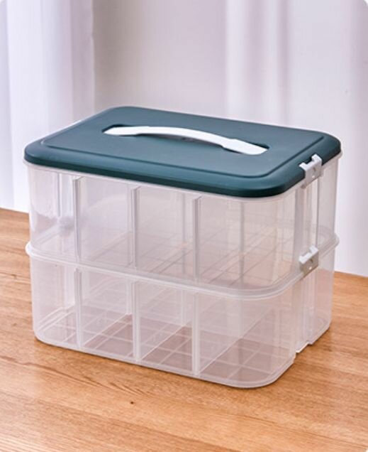 Ящик для хранения игрушек, kонтейнер для хранения лего,2 слоя зеленый