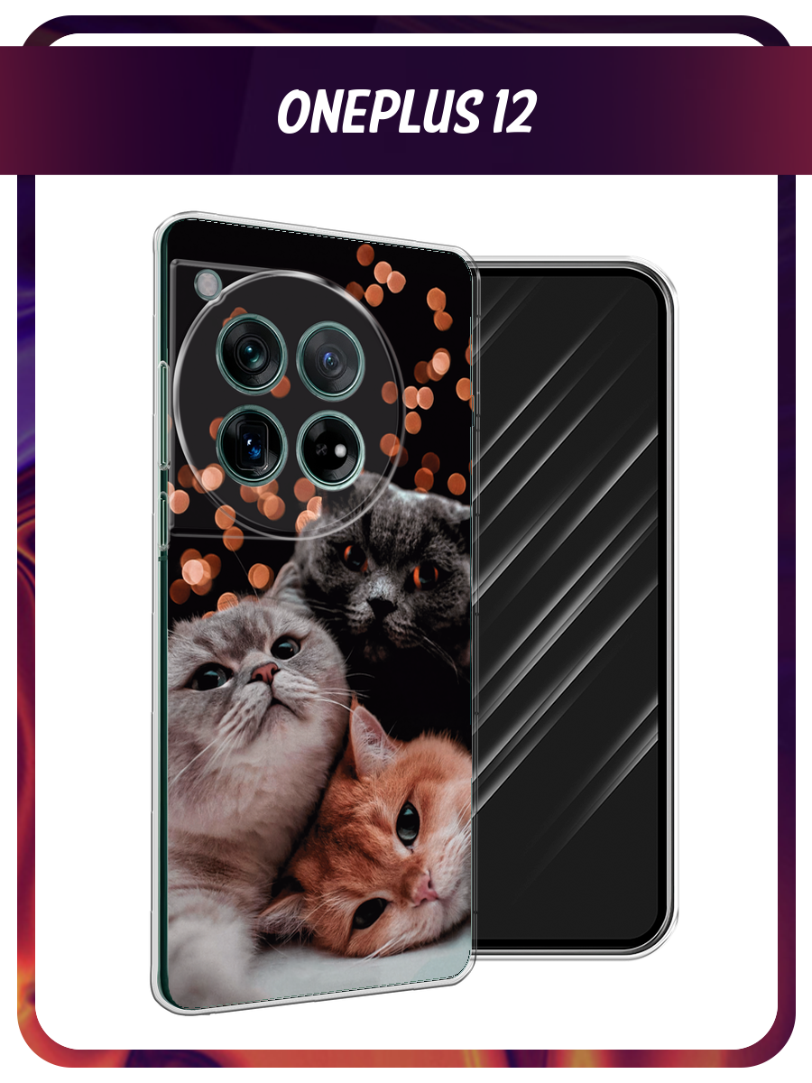 Чехол на OnePlus 12 / Ван Плас 12 с принтом Кошачьи обнимашки
