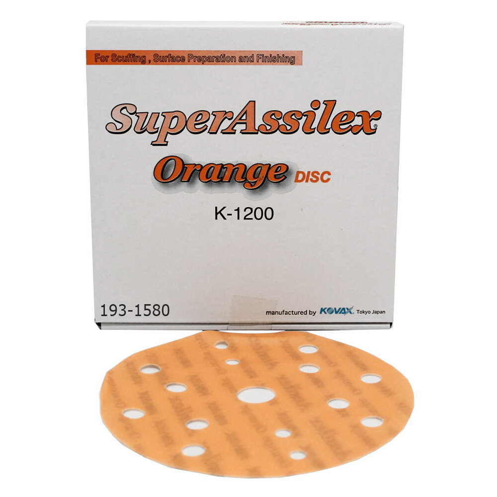 5шт - круг абразивный K1200 152мм 15 отверстий ORANGE SUPERASSILEX KOVAX