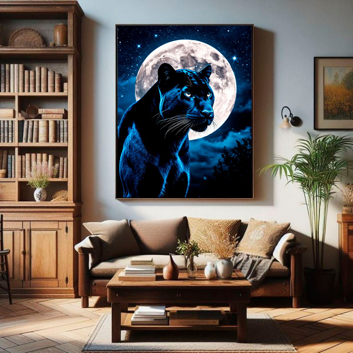 Картина на стену для интерьера Черная пантера 40х50 см, холст на подрамнике, InterHobby