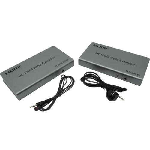KVM удлинитель ORIENT VE051, HDMI KVM extender, HDMI+USB+Audio удлинитель до 120 м по витой паре Cat5e / 6, HDMI 1.4, 4K@30Hz / 1080p@60Hz, HDCP, передача ИК сигнала управления, пит. от вн. БП 5В / 1А, метал. корп.(31068)