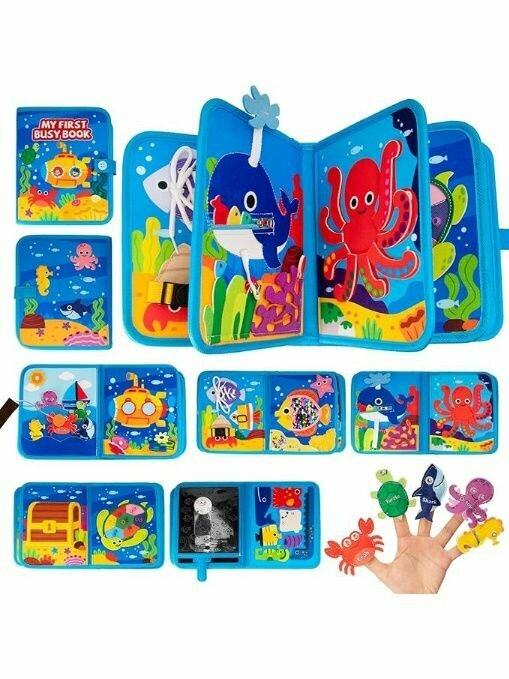 Hute детская развивающая игрушка, книга из сенсорной фетровой ткани, доска для занятий малышей, обучение основным жизненным навыкам, подходит для детей от 1 до 6 лет